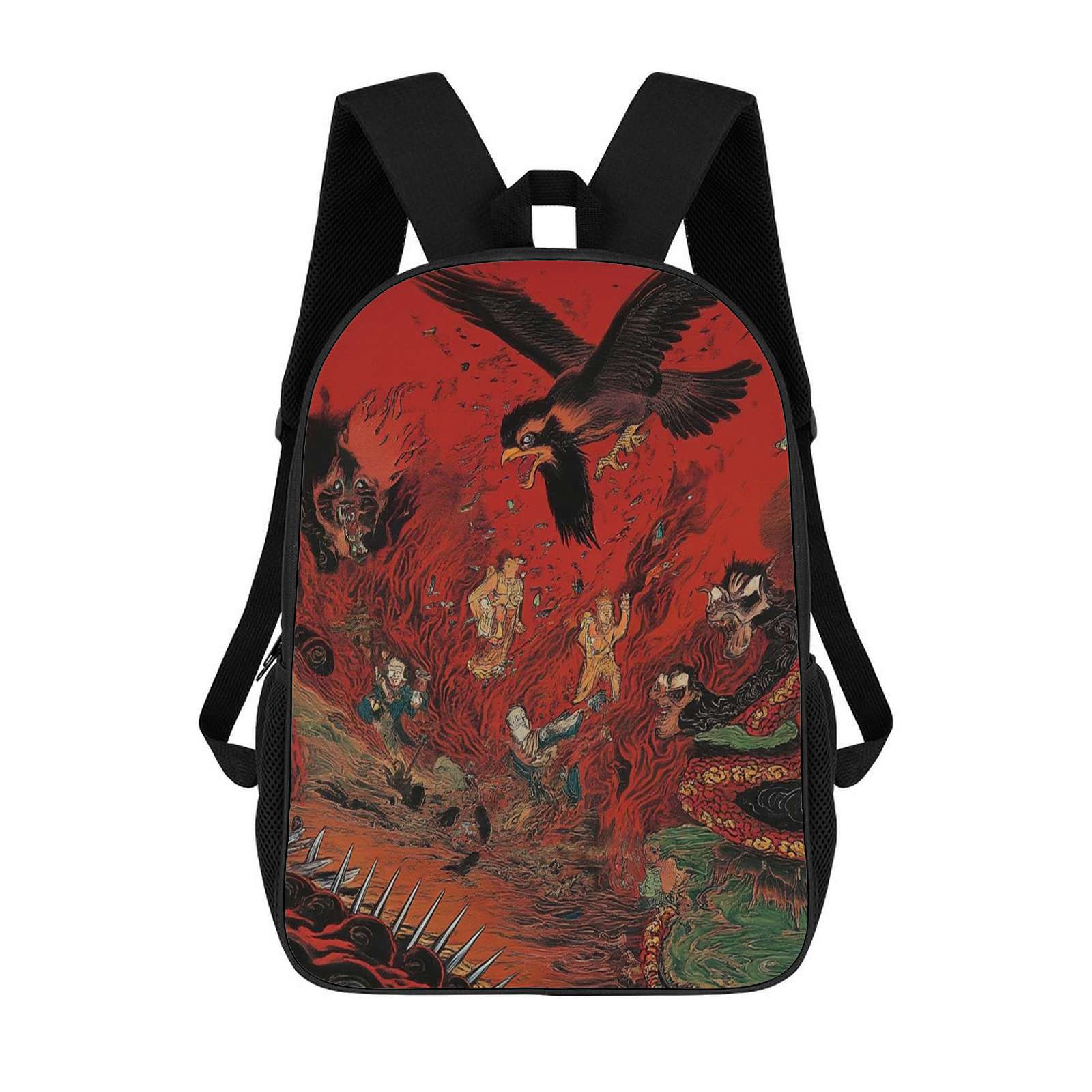 Crimson Hellish Bird Chaos Scene Large Capacity Backpacks For Teenagers ...