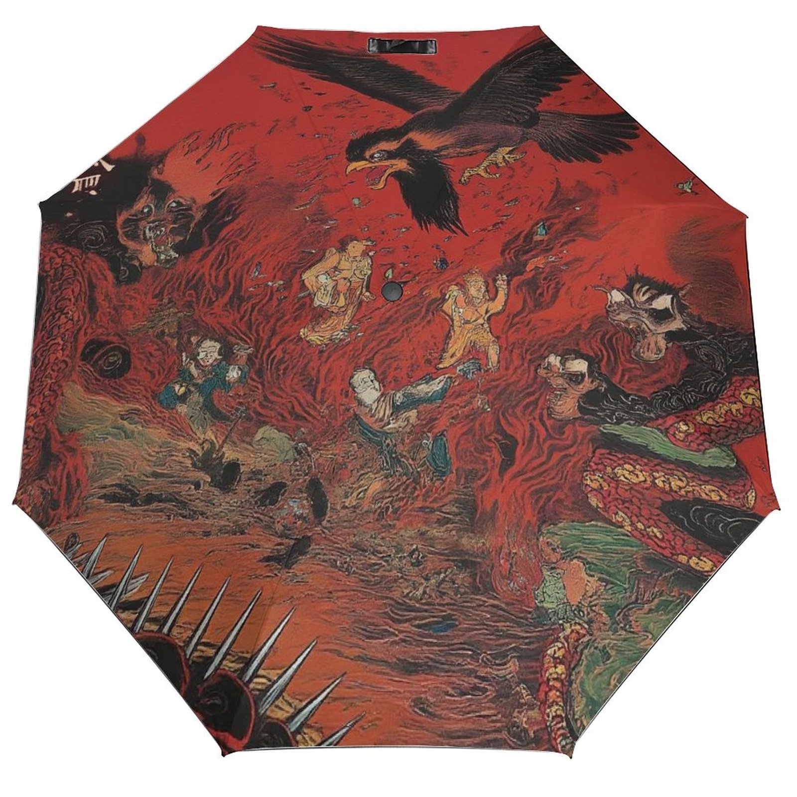 Crimson Hellish Bird Chaos Scene Rain Umbrella Sun Protection Sun ...