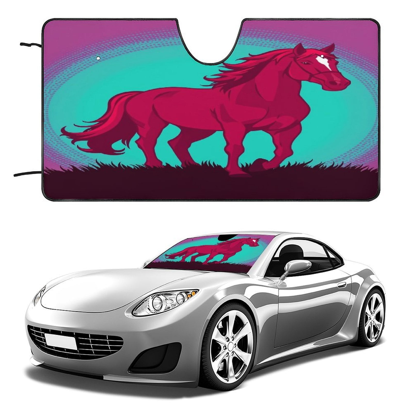 Crimson Horse Running Free Car Windshield Sunshade Auto Sun Shade Car Front Window Covers ...