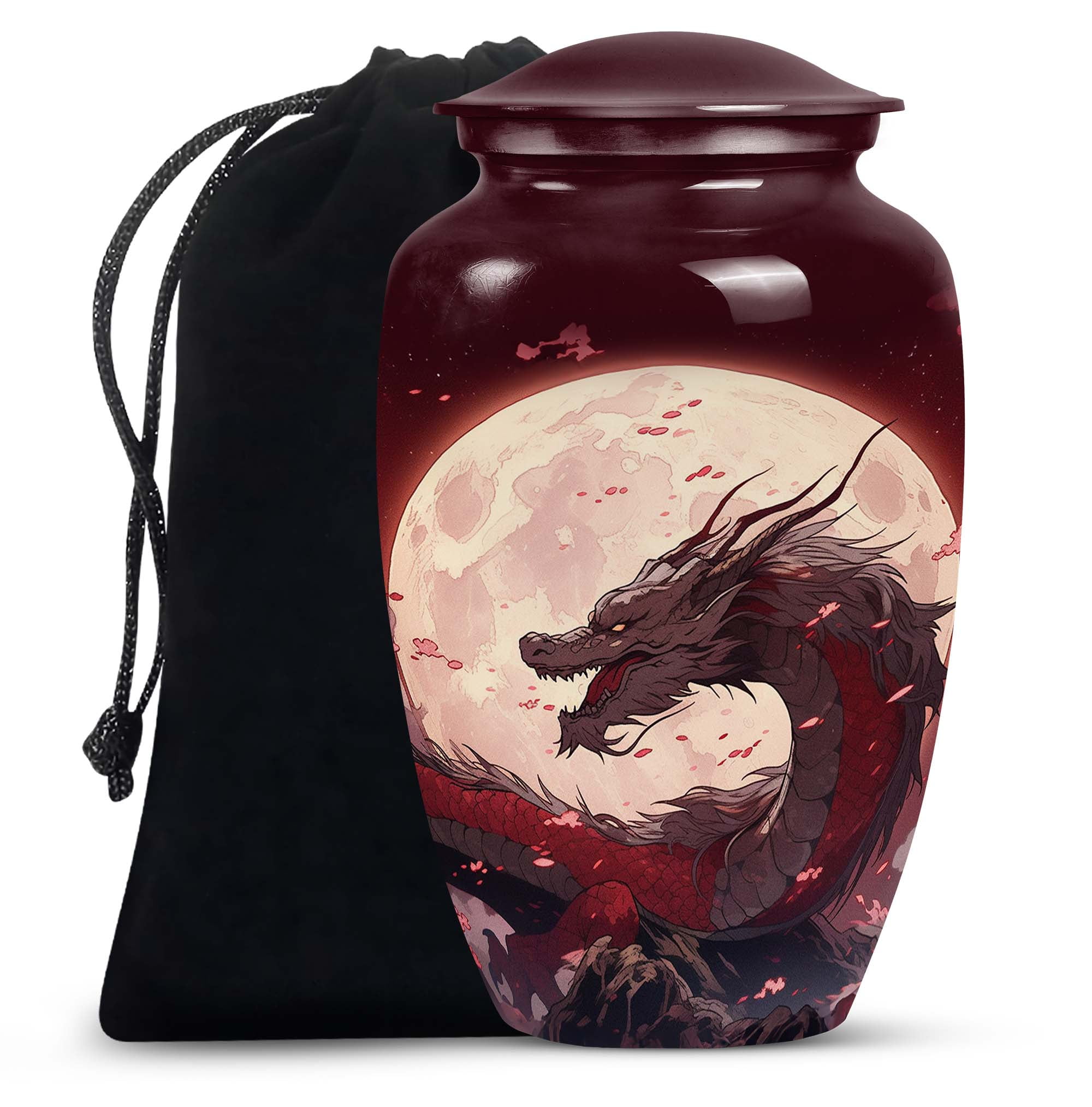 Crimson Moonrise The Scarlet Dragon - Burial Urns For Ashes - Large Decorative Urn - 10 Inch ...