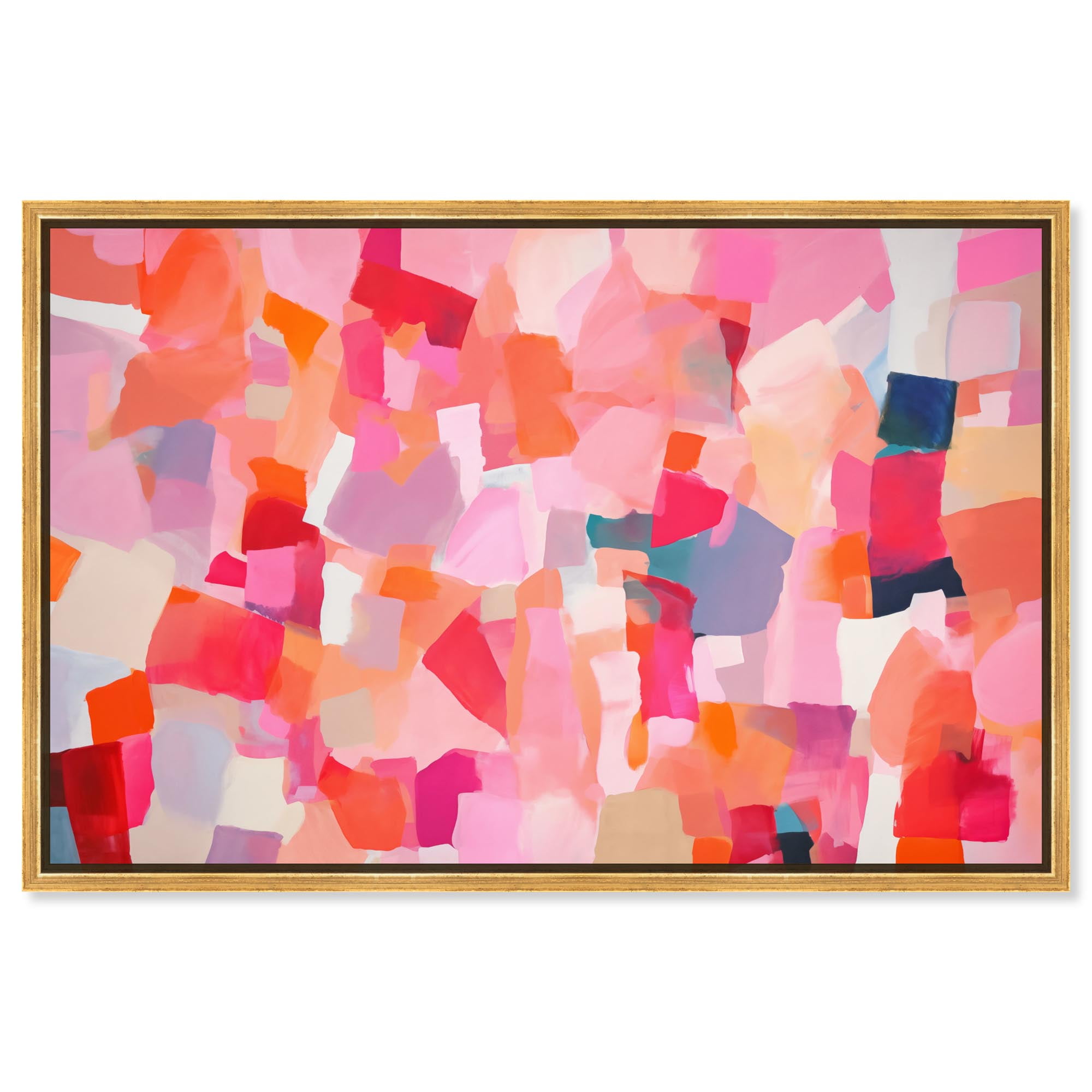 Crimson Pulse Canvas Maximalist Abstract by Art Remedy, Gold Frame, 30 ...