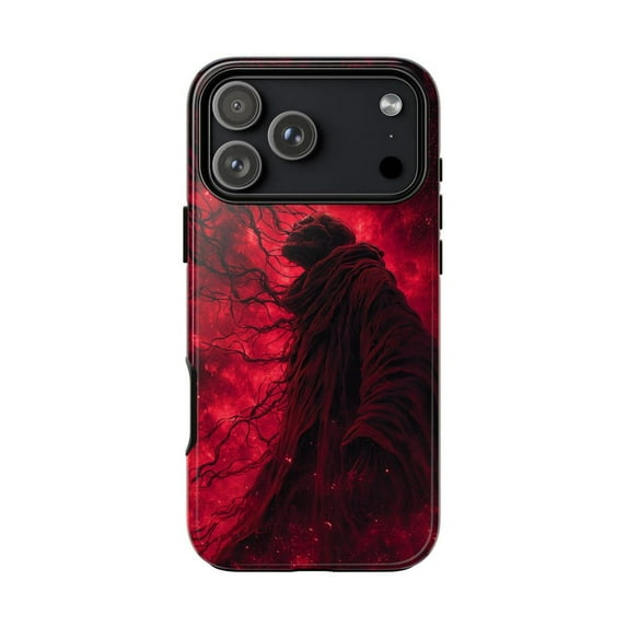 Crimson Red Cosmic Horror Skeleton Monk Scene for iPhone 17 16 15 14 13 ...