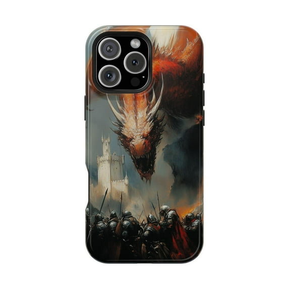 Crimson Red Dragon Battle Scene Fantasy Epic Knight Case with iPhone 17 ...