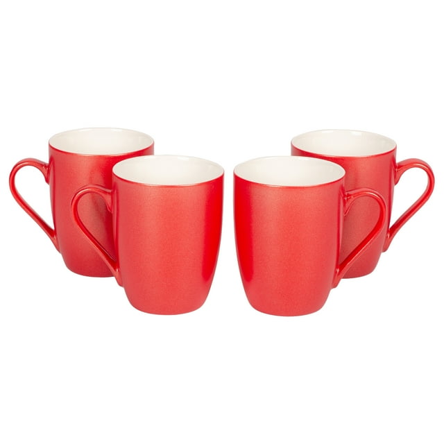 Crimson Red Glossy Finish 10 Oz. New Bone China Coffee Cup Mugs Set of ...