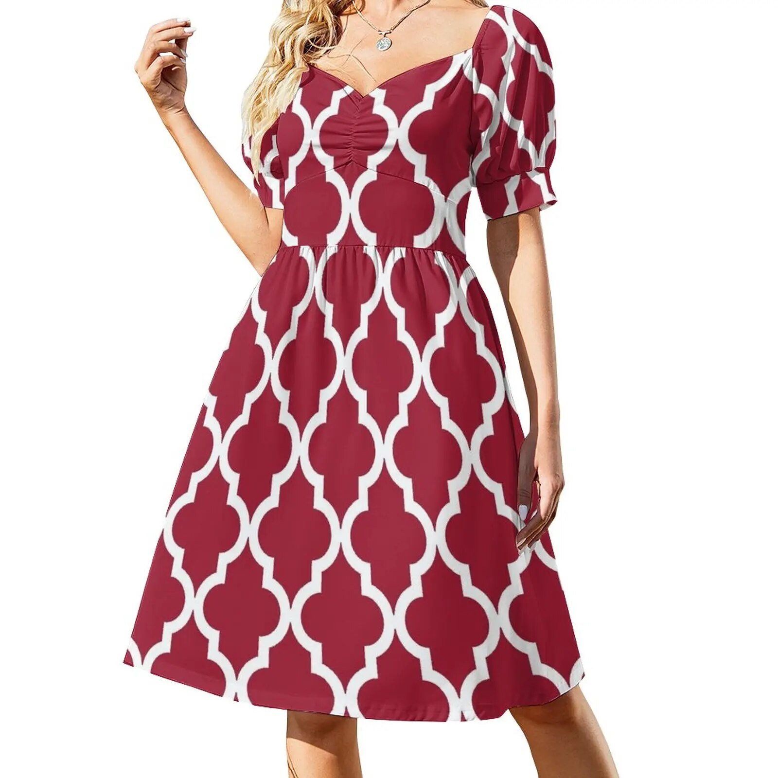 Crimson Red Moroccan Pattern Dress evening dress dress women elegant ...