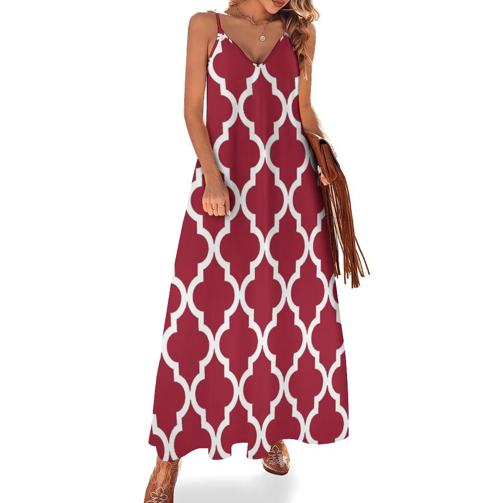 Crimson Red Moroccan Pattern Sleeveless Dress prom dress elegant chic ...