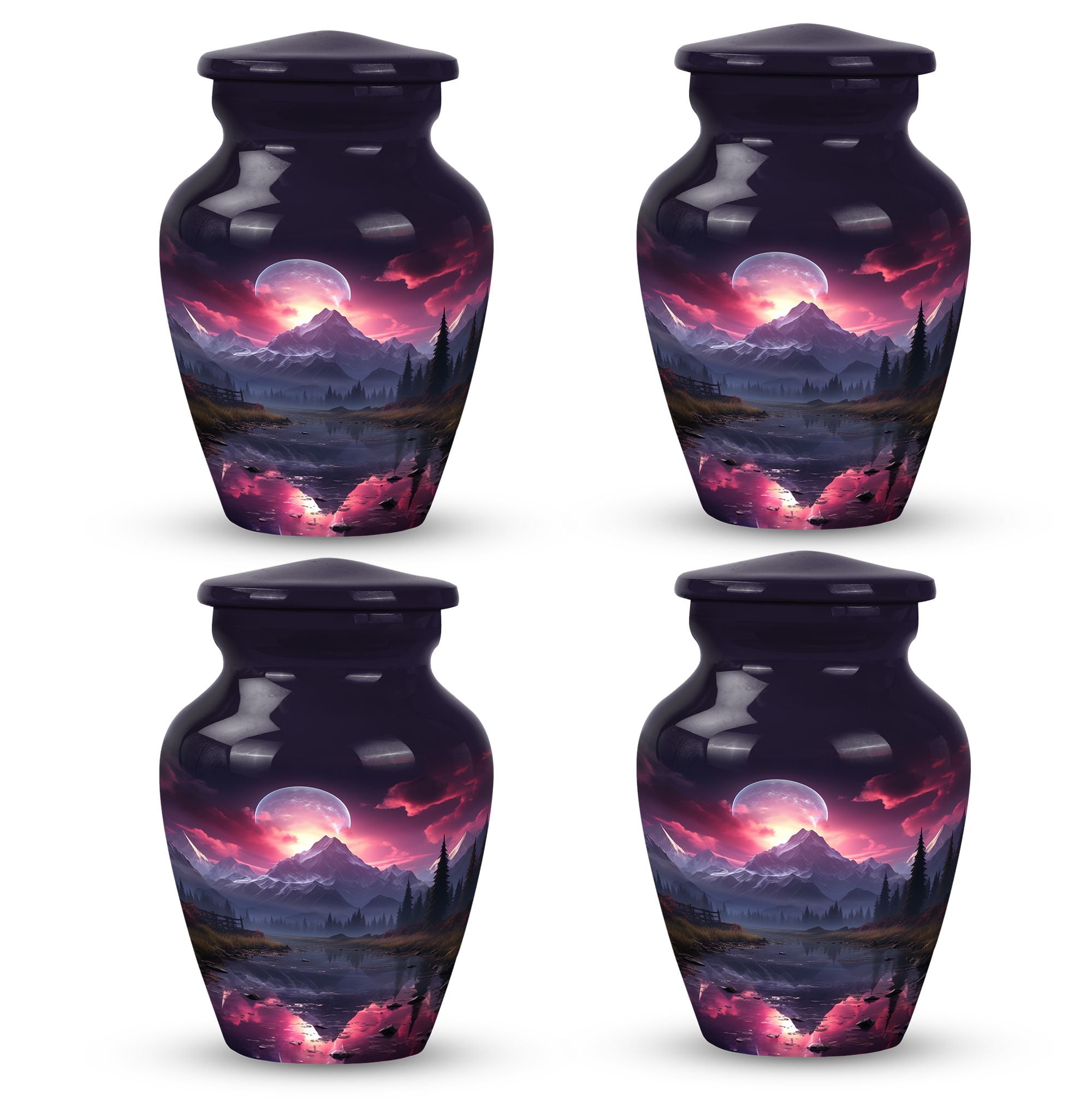 Crimson Skies Over Mountain Valley - Sleek Small Urn for Adult Female ...