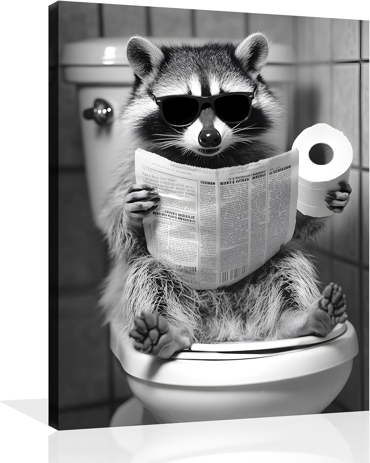Crink Cat Bathroom Canvas Wall Art Funny Animal Bathroom Wall Art Cat ...