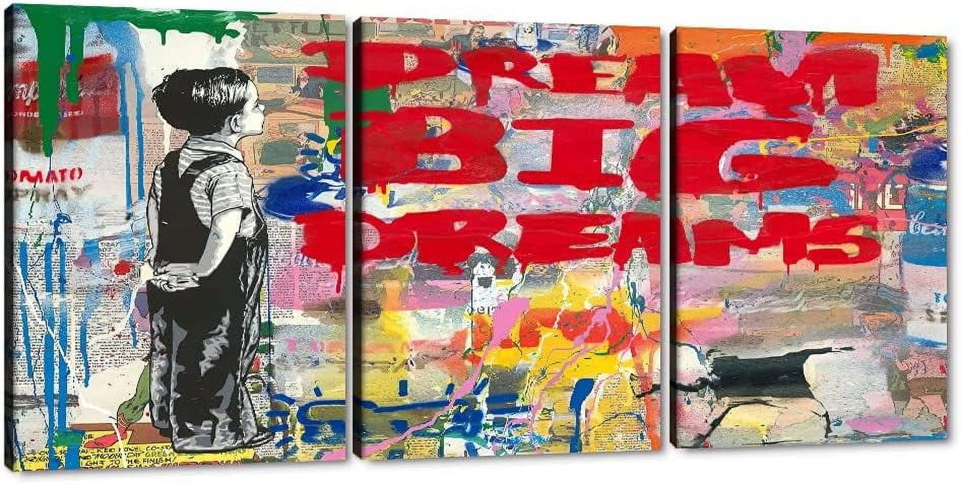 Crink Large Banksy Canvas Wall Decor 3 Pieces Inspirational Quotes Love ...