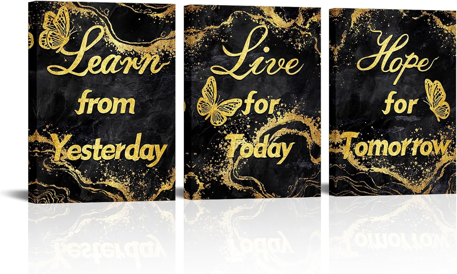 Crink Motivational Quotes Canvas Wall Art Learn from Yesterday Live for ...