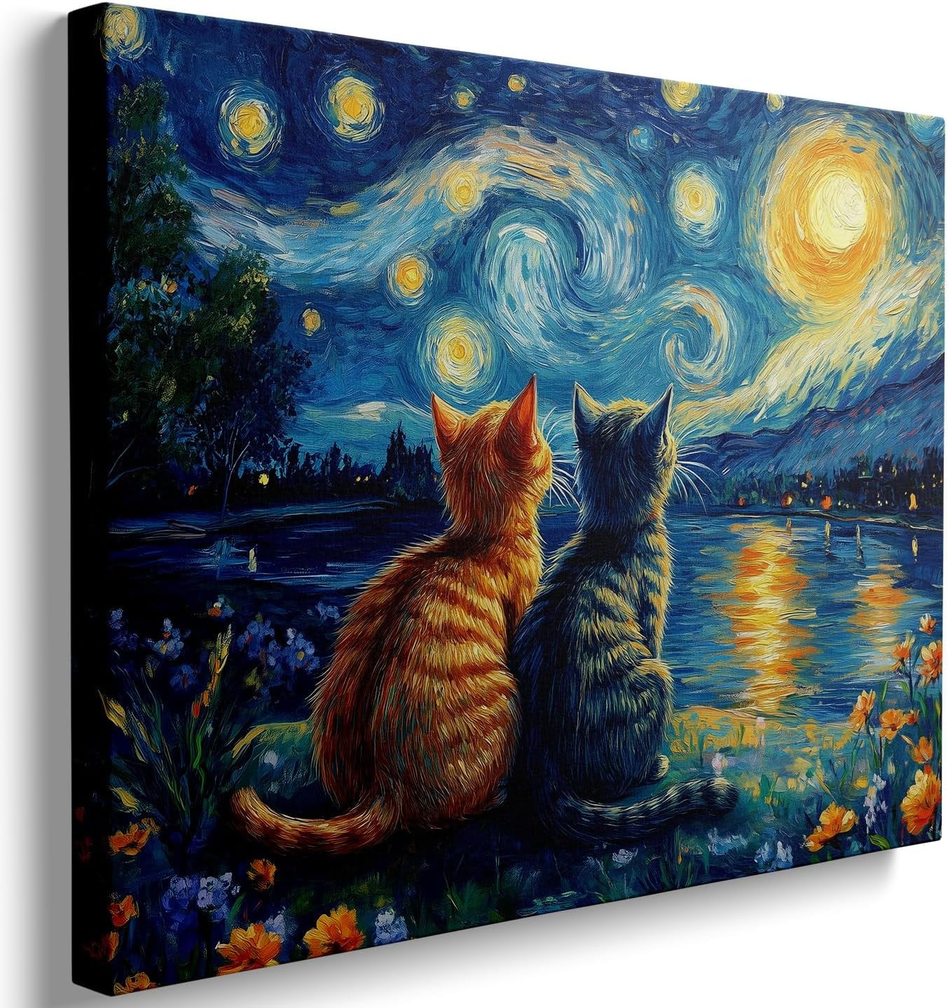 Crink Van Gogh Starry Night With Dogs Canvas Wall Art,Night Starry ...