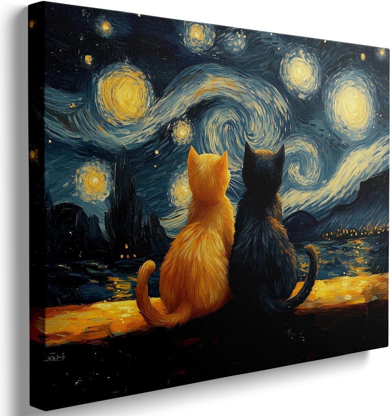 Crink Van Gogh Starry Night With Dogs Canvas Wall Art,Night Starry ...