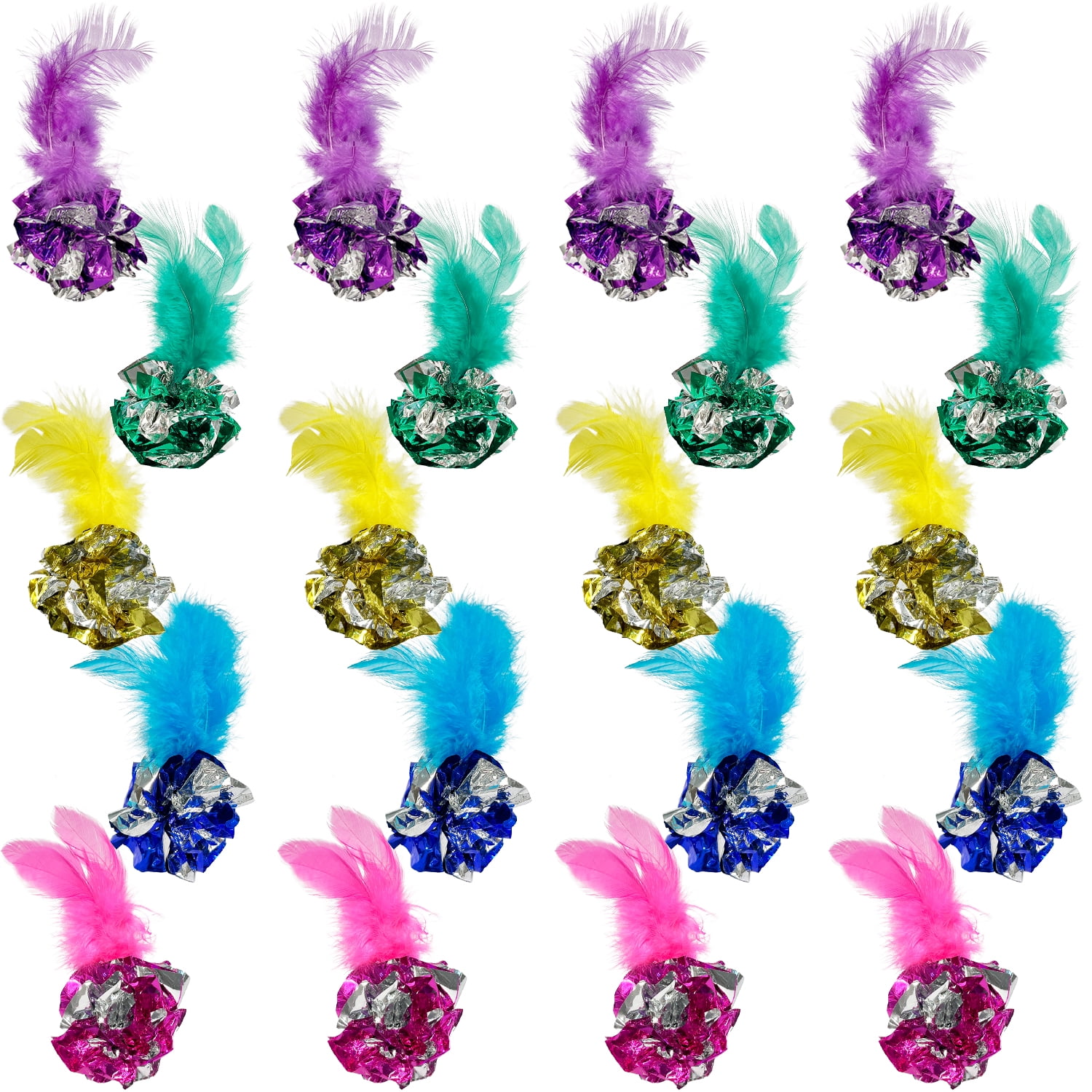 Crinkle Balls Cat Toys with Feather, 2.2 Inches Mylar Crinkle Balls for ...