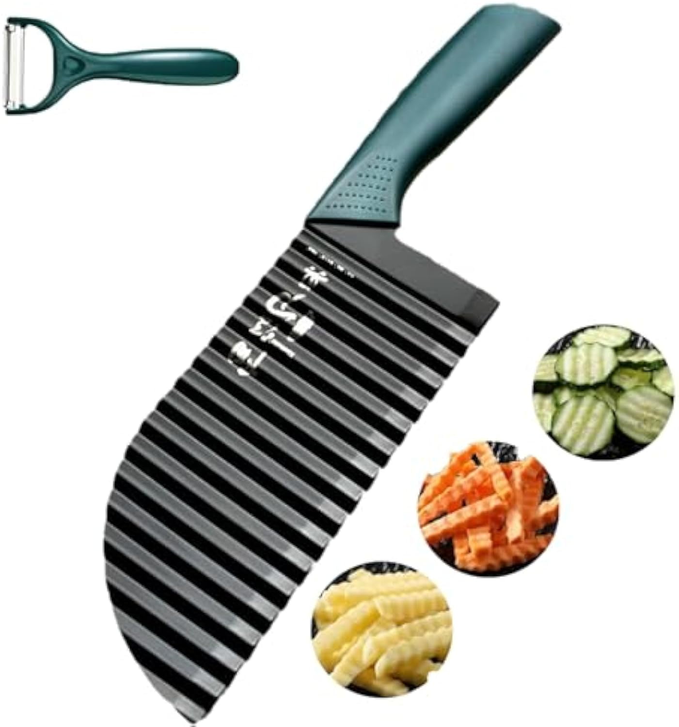 Crinkle Cut Knife, Stainless Steel Wave Fries Cutter Slicer with Non ...