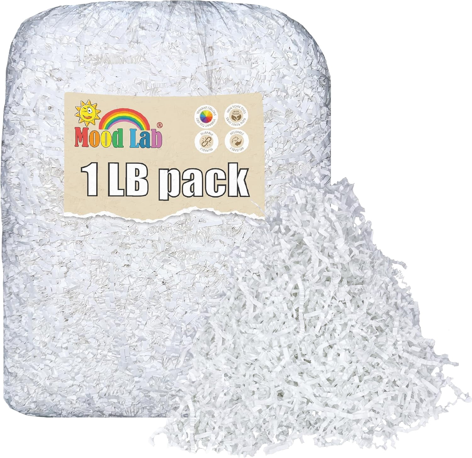 Crinkle Cut Paper Shred Filler - 1 LB White Shredded for Basket Filling ...