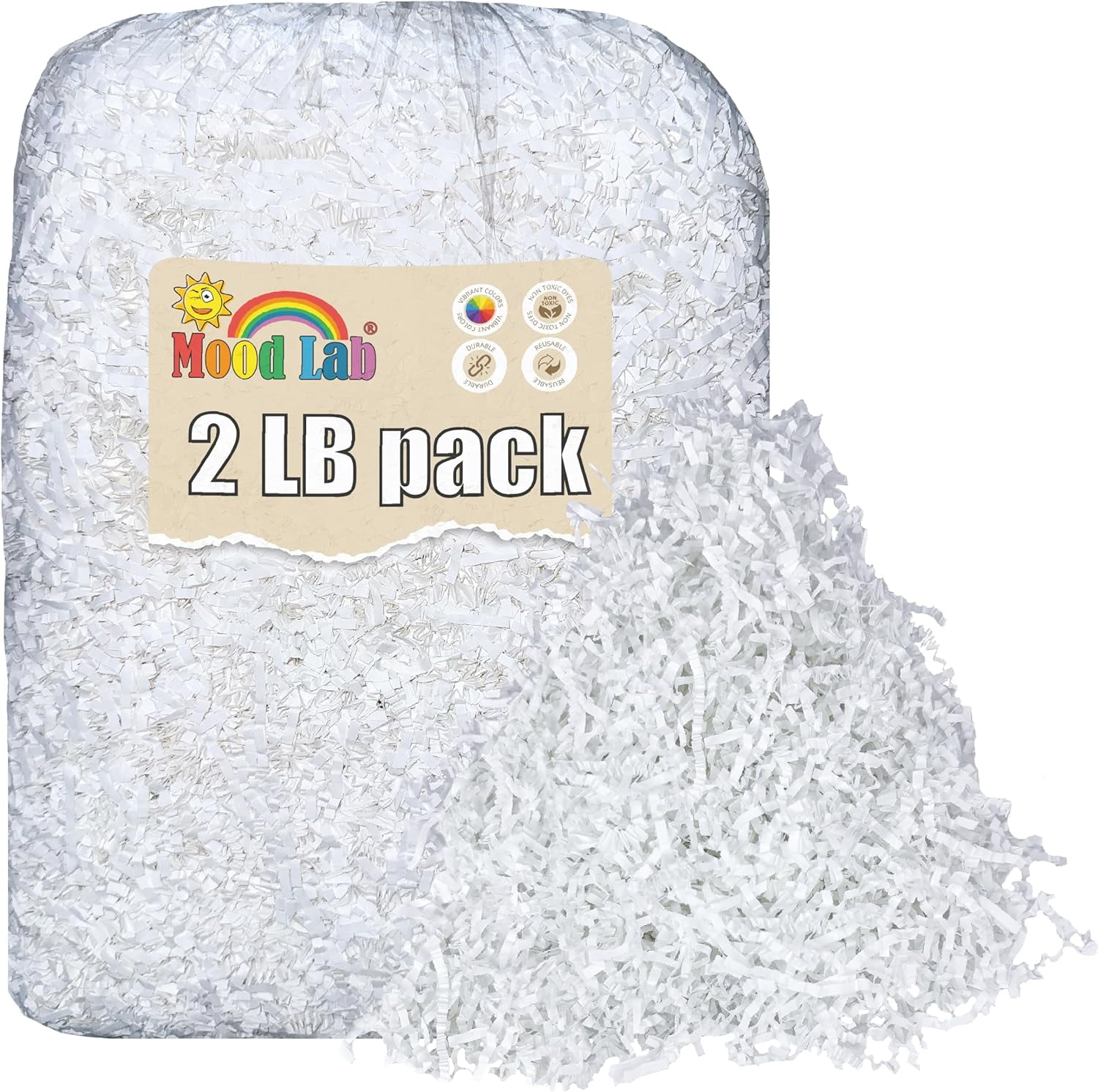 Crinkle Cut Paper Shred Filler - 2 LB White - Shredded Cut Paper for ...