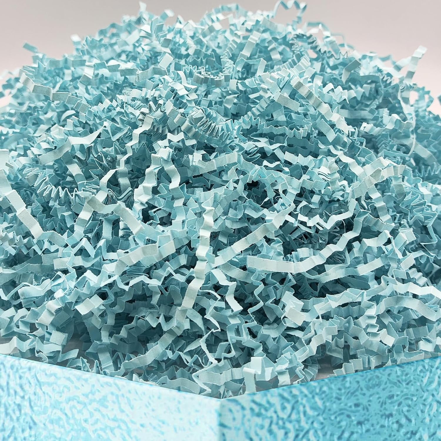 Crinkle Cut Paper Shred, Light Blue Color Crinkle Paper, 8 Ounce Gift ...