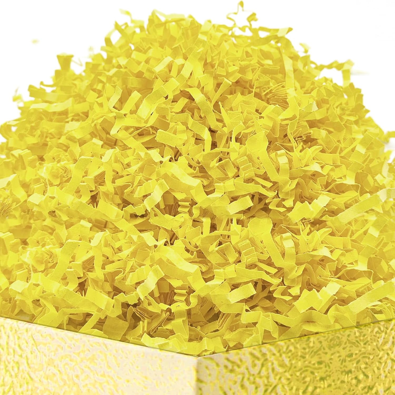 Crinkle Cut Paper Shred, Light Yellow Color Crinkle Paper, Gift Basket ...