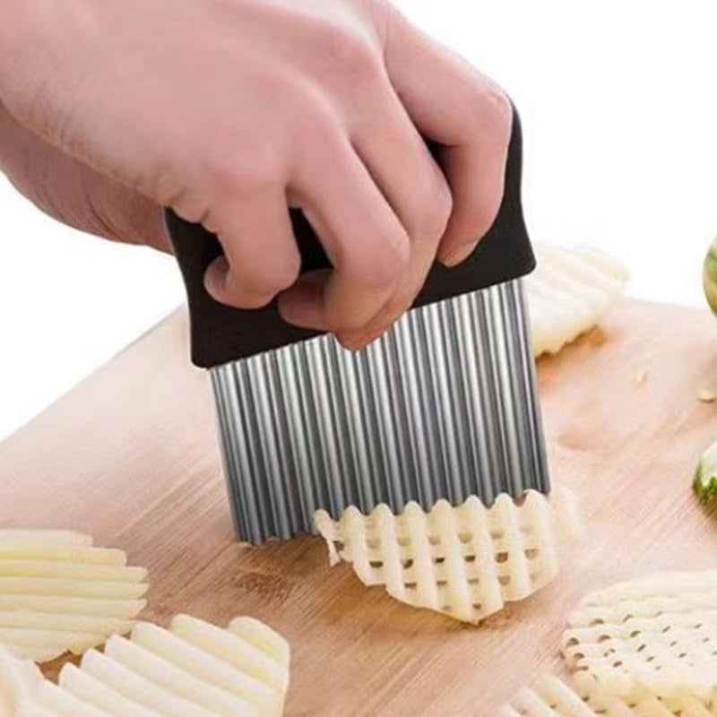 Crinkle Cutter - French Fry Potato Slicer Cutter - Stainless Steel ...