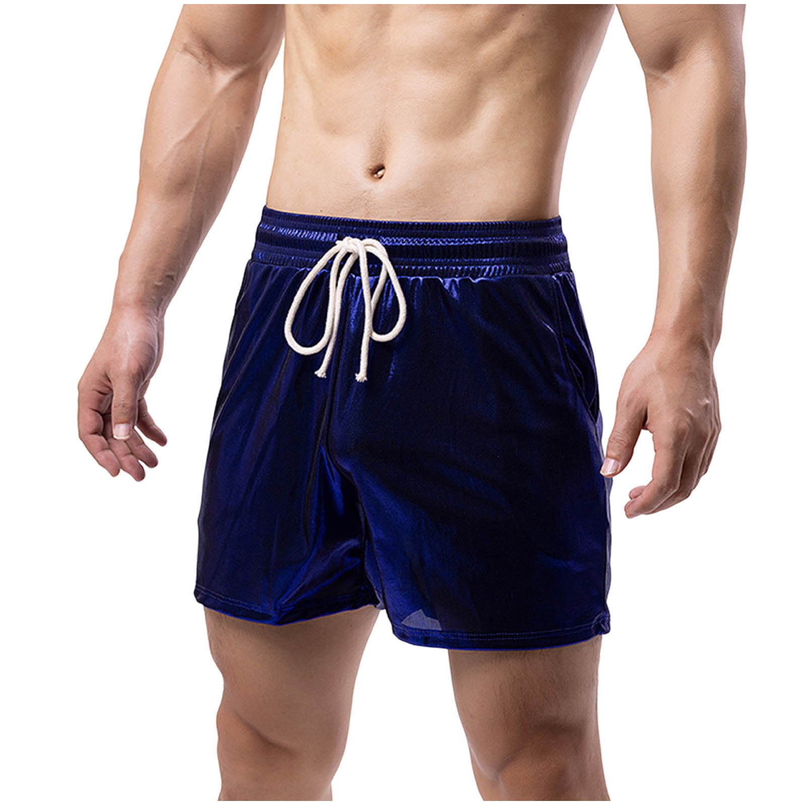 Men's Classic Fit Metallic Shorts Dance Party DJ Shorts with Drawstring ...