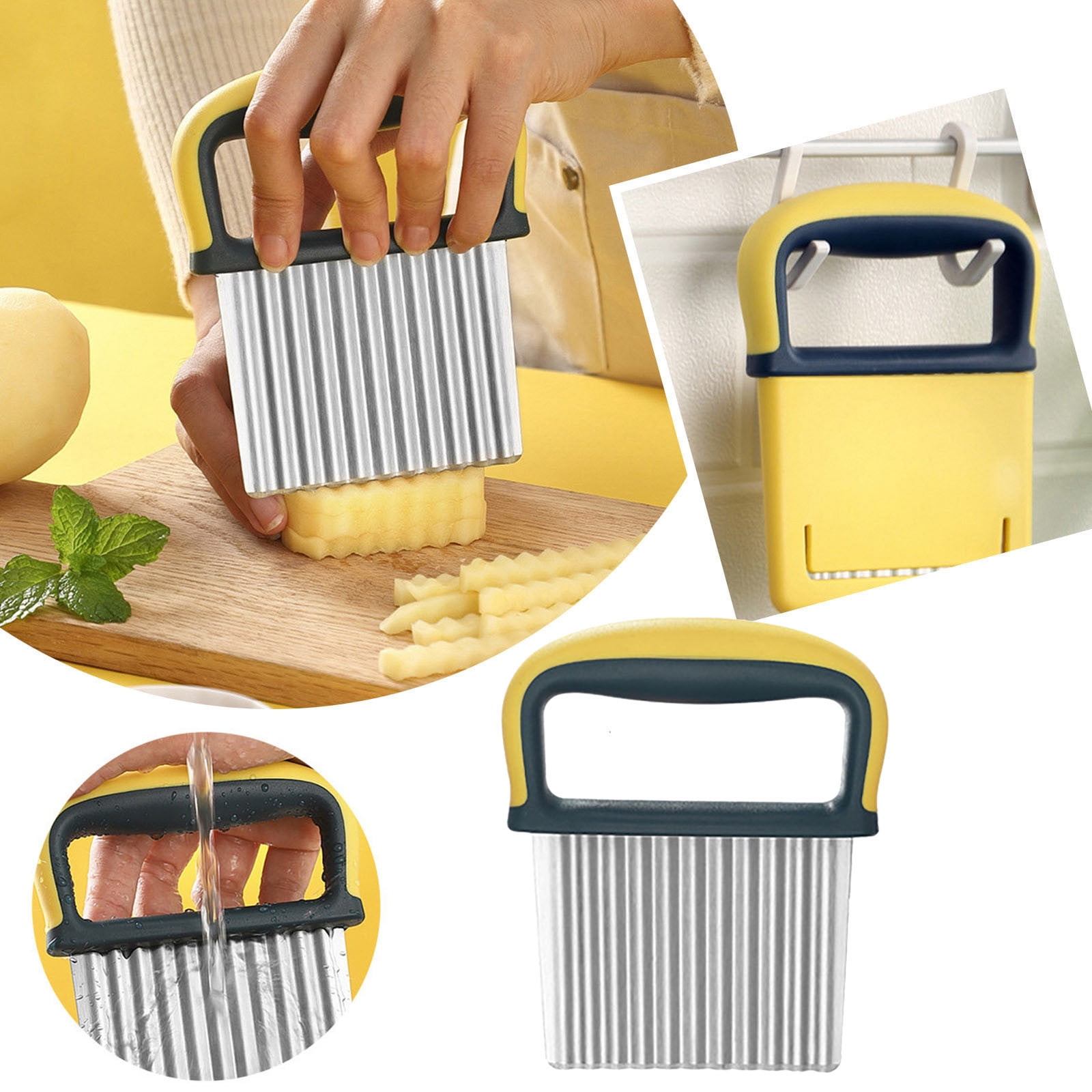 Crinkle Cutter Set - French Fry Cutter for Potatoes, Stainless Steel ...