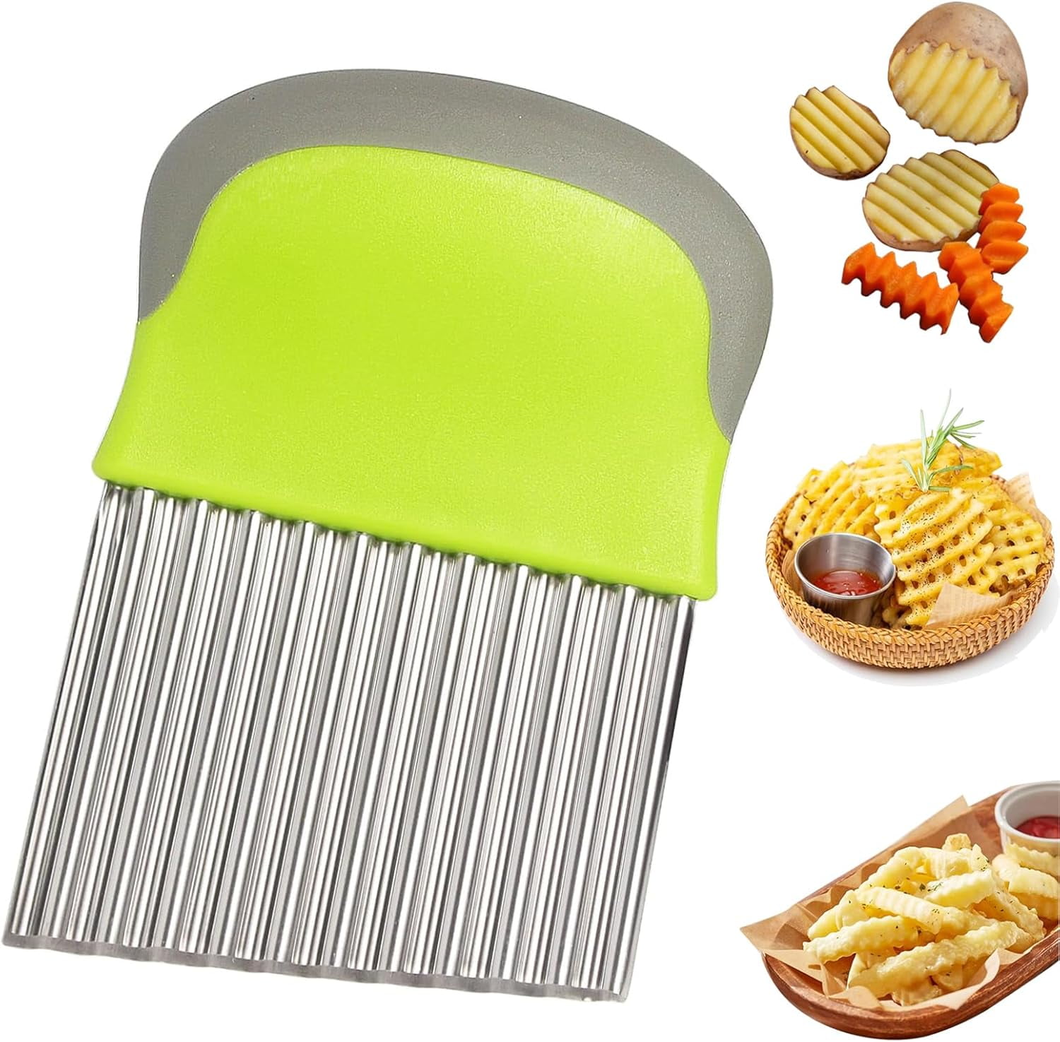 Crinkle Cutter for Veggies Potato Cutter for Fries, Stainless Steel ...