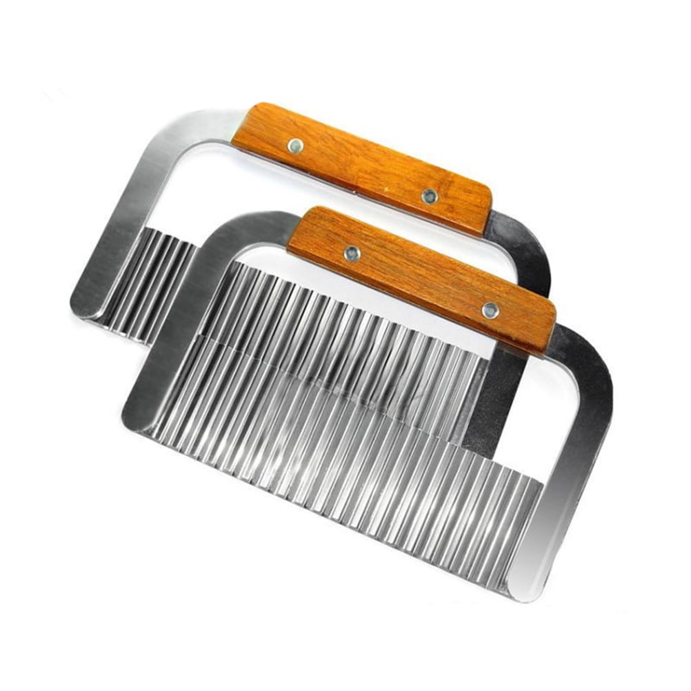 Stainless Steel Crinkle Cutter for Vegetables and Potatoes with Wooden ...