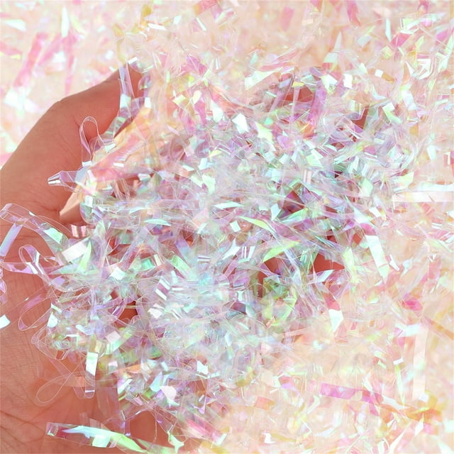 Crinkle Iridescent Paper Metallic Shredded Paper Filler Gift Box ...