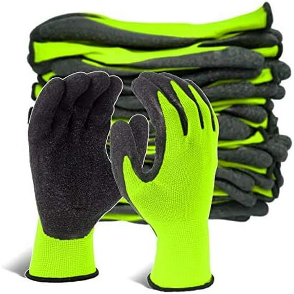 Crinkle Latex Rubber Hand Coated Safety Work Gloves for Men Women ...