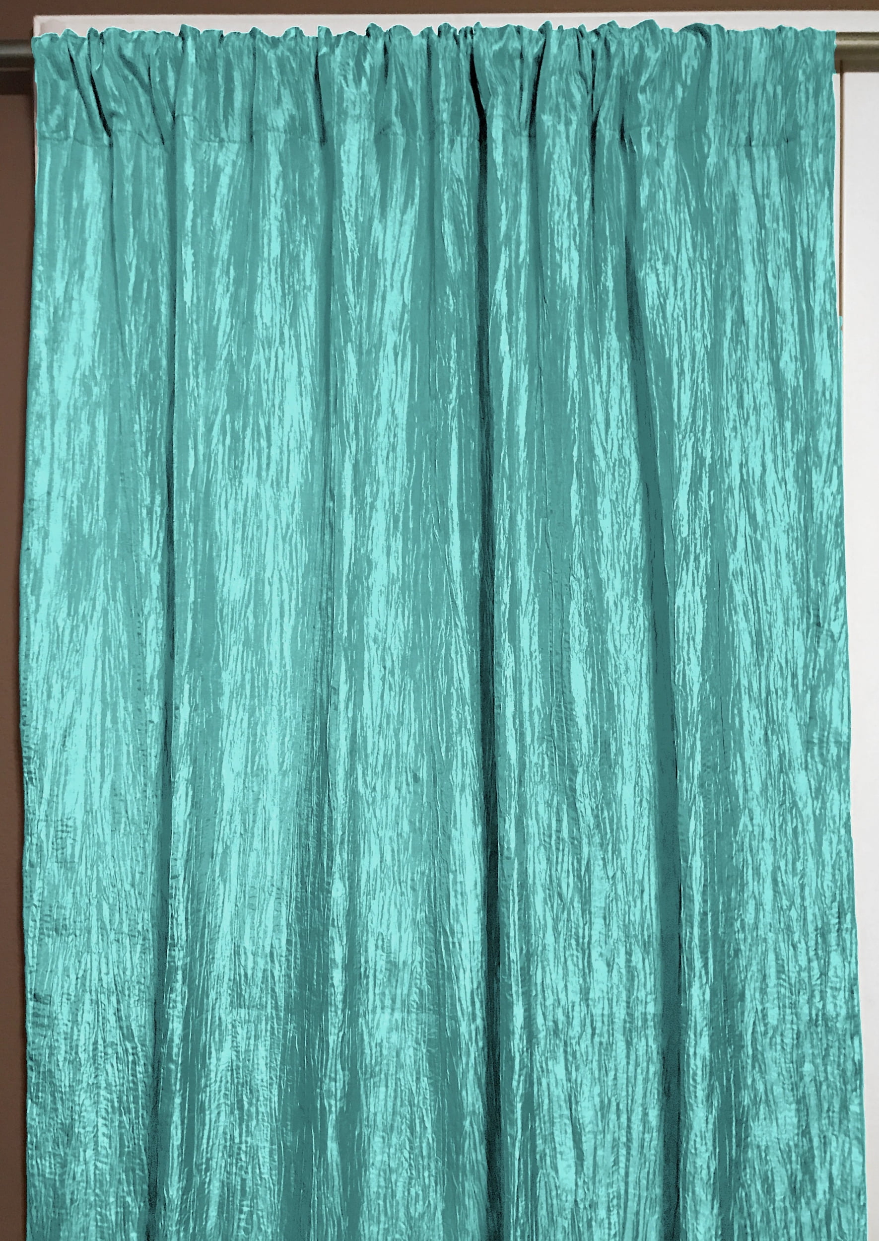 Crinkle Taffeta Crushed Pattern Single Curtain Panel 54 Inch Wide Aqua ...