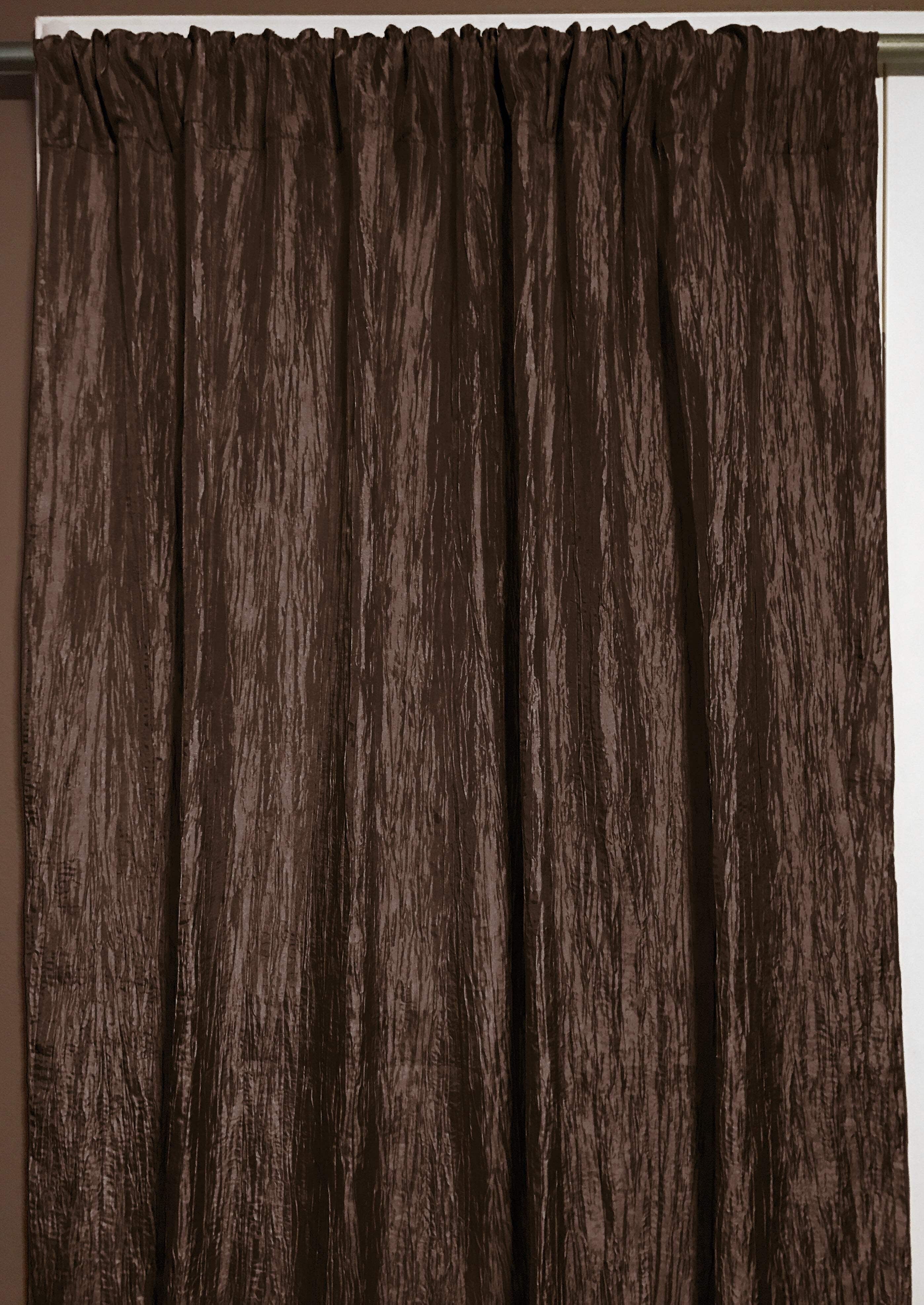 Crinkle Taffeta Crushed Pattern Single Curtain Panel 54 Inch Wide Brown ...