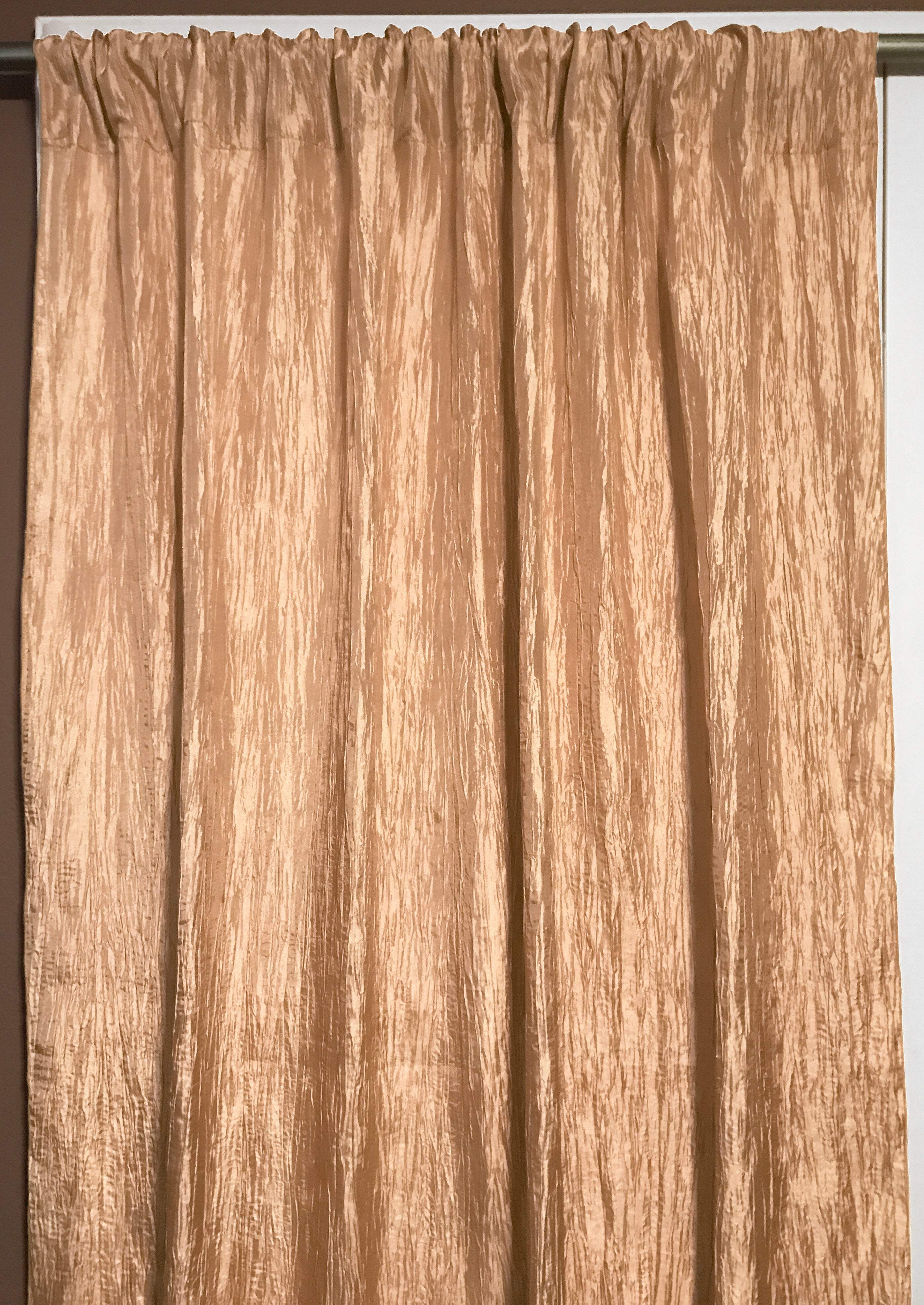 Crinkle Taffeta Crushed Pattern Single Curtain Panel 54 Inch Wide Gold ...