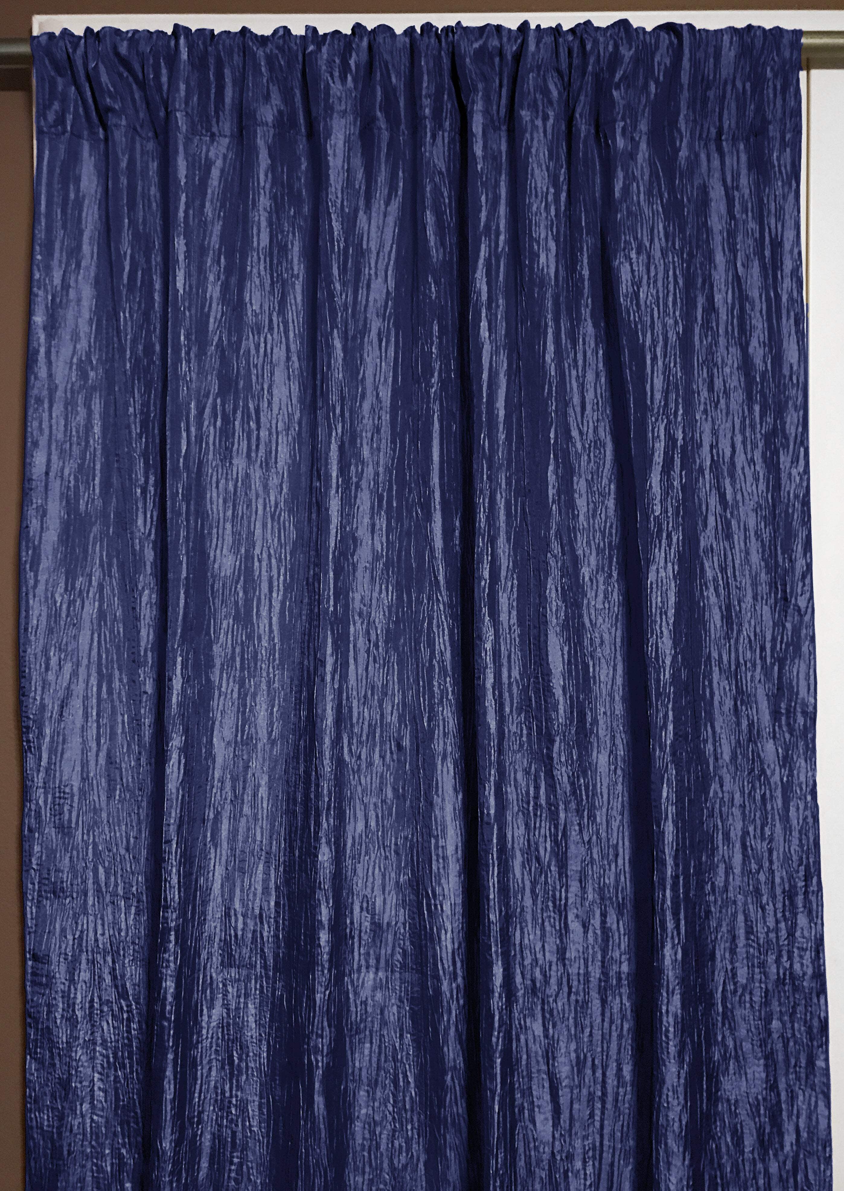 Crinkle Taffeta Crushed Pattern Single Curtain Panel 54 Inch Wide Navy ...