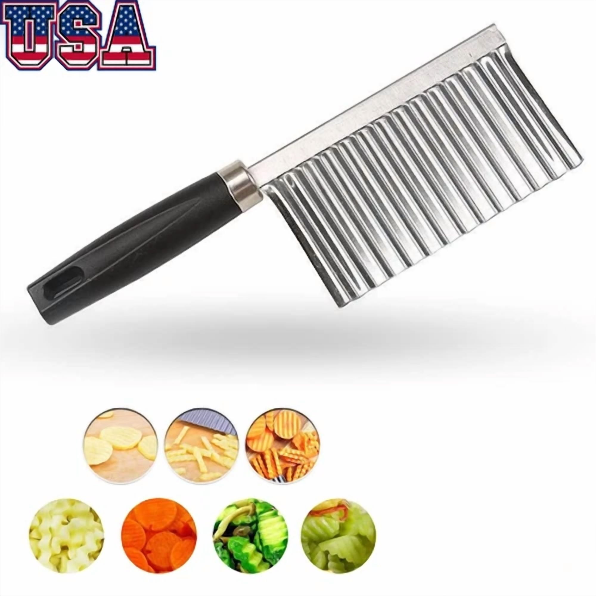 Crinkle Wavy Cutter Stainless Steel Vegetable Potato Chip French Fry ...