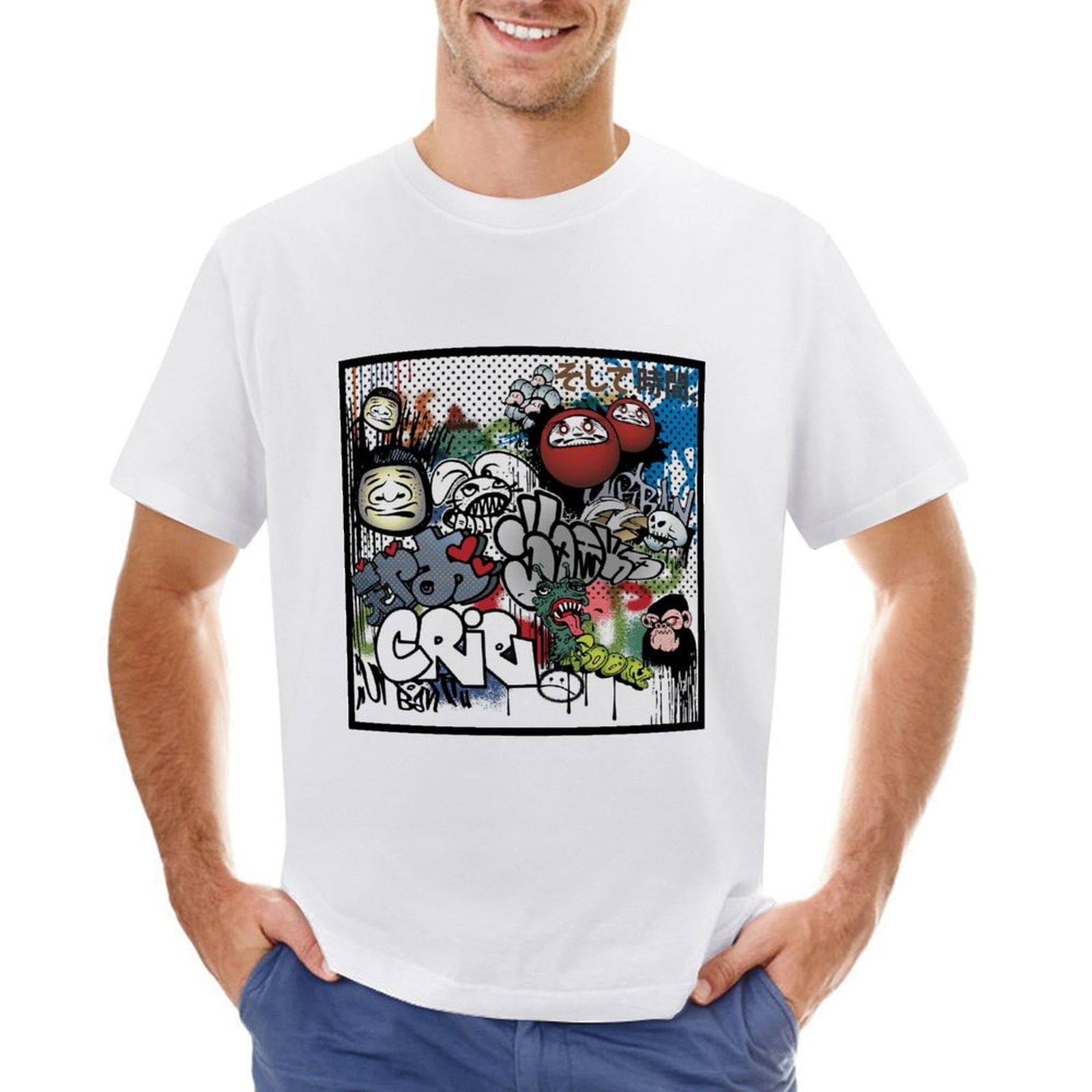 Crir Red Black Monkey Men’s Graphic T-shirt Vintage Short Sleeve Sport ...