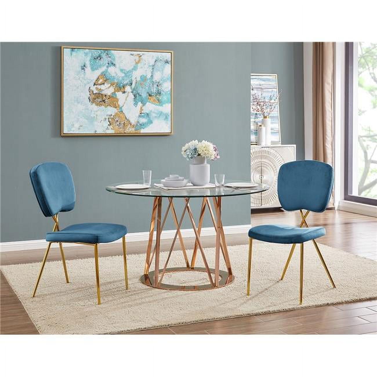 Cris Dining Side Chair with Velvet Upholstered Half Back & Seat Solid ...