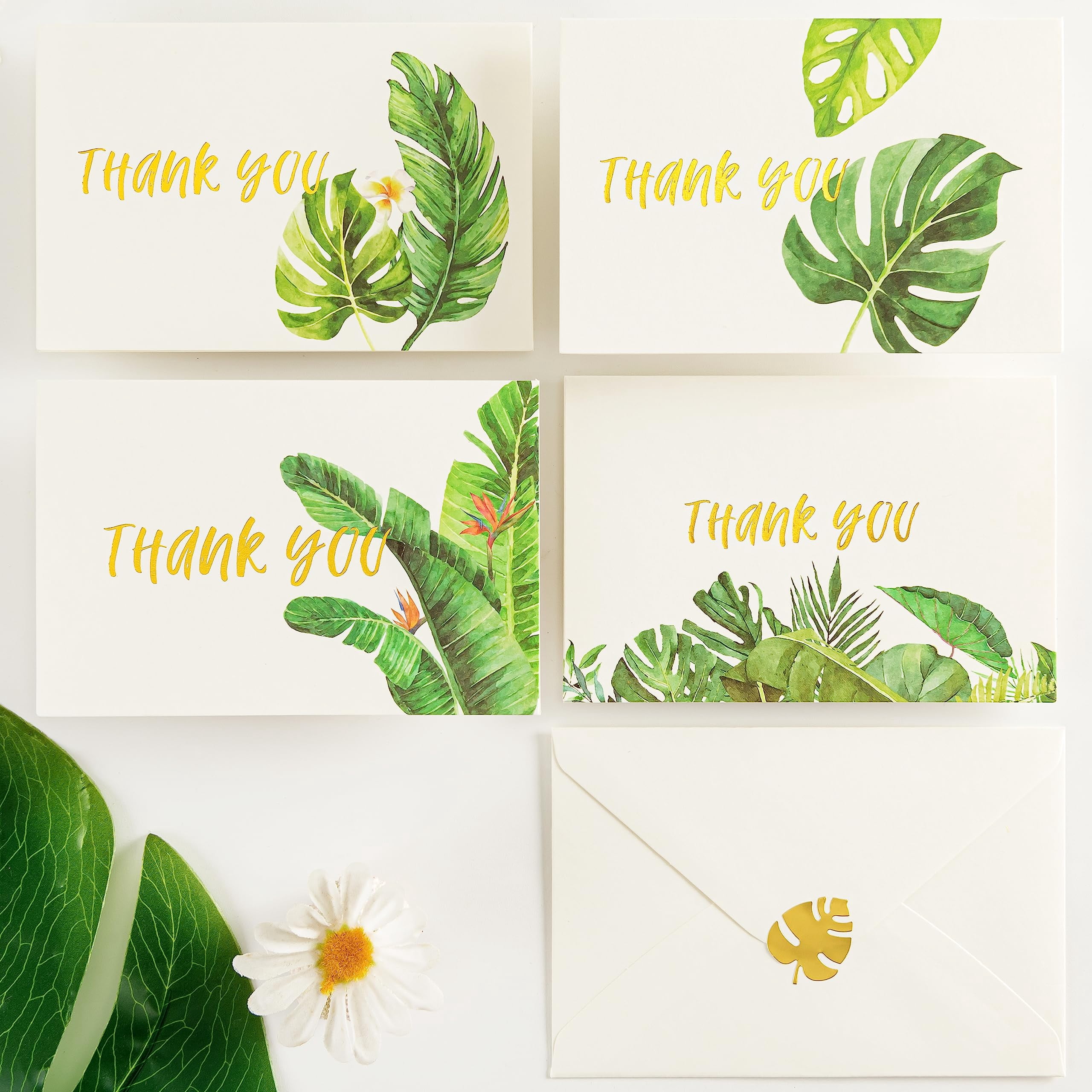 Crisky 4x6 Greenery 4 Assorted Thank You Cards with Envelopes (50 Pack ...