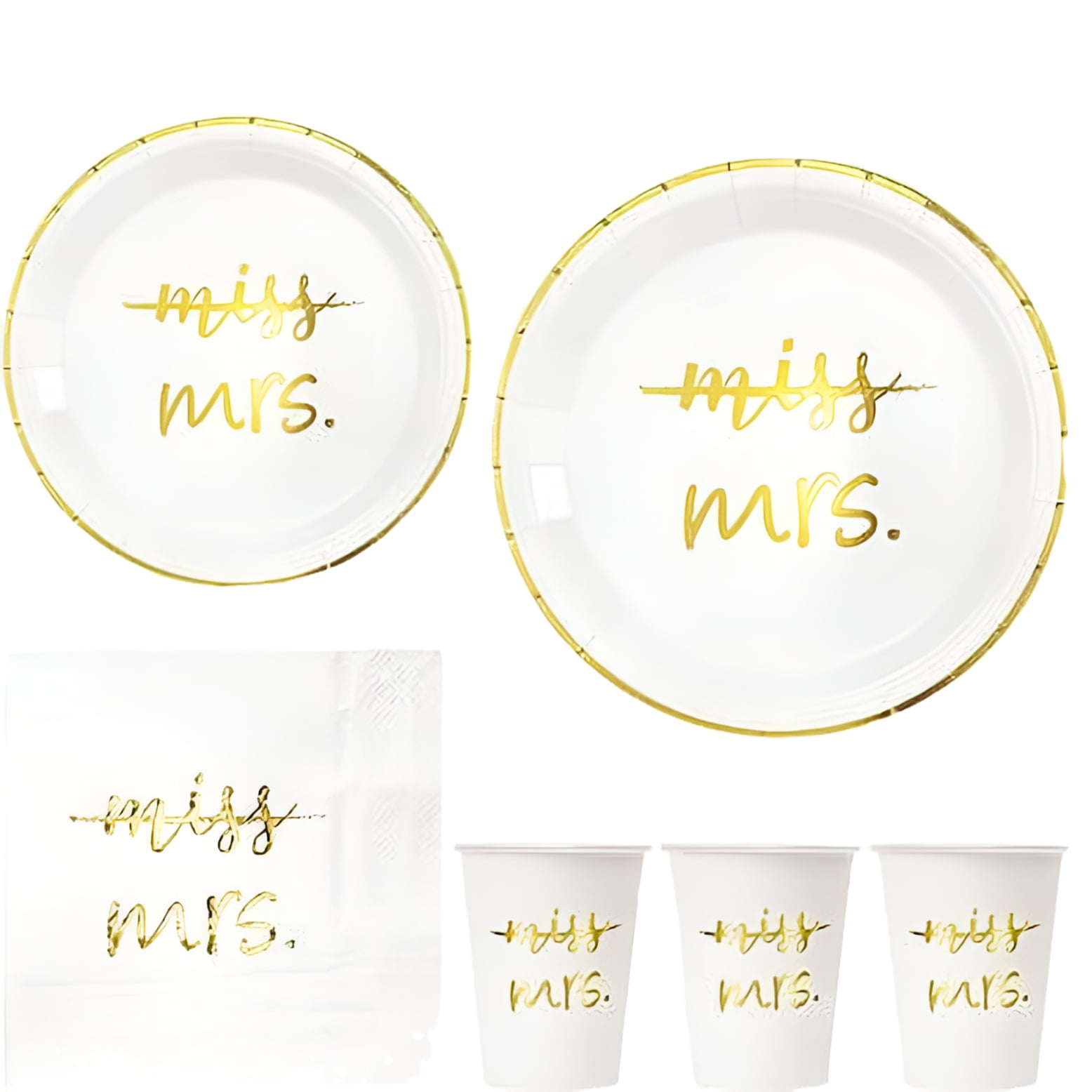 Crisky Miss to Mrs Disposable Tableware Set, 24 Count 9'' & 7'' Plates ...
