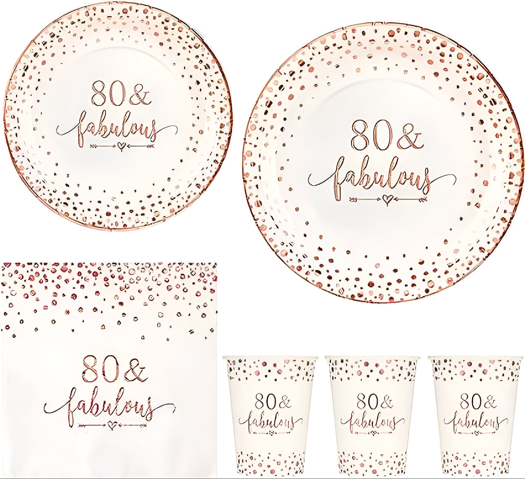 Crisky Rose Gold Foil 80 Fabulous Napkins Plates Cups Set for Women ...
