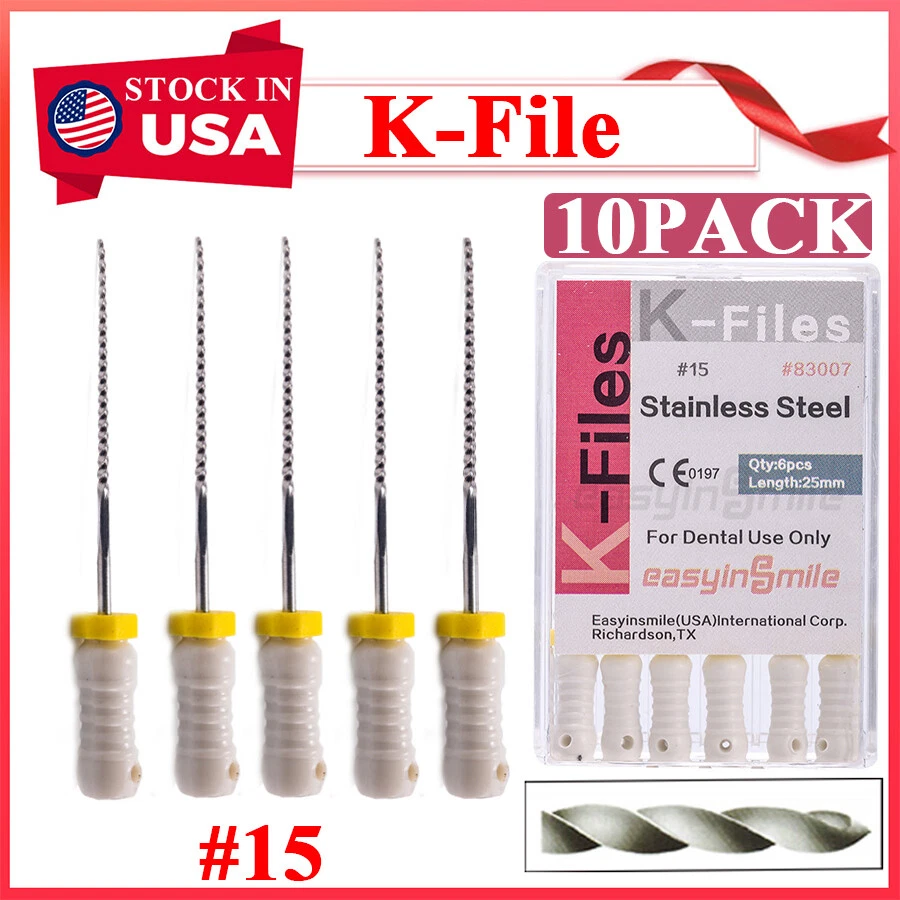 Crisp - 10Pack Dental Endo K Files Stainless Root Canal Hand Rotary ...