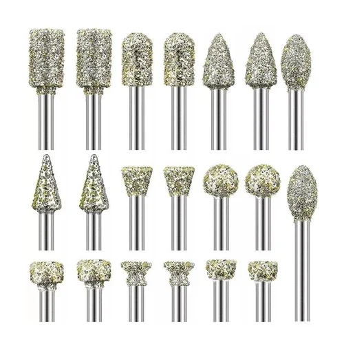 Crisp - 20Pcs 3Mm Rougher Surface Rotary Diamond Burr Drill Bits ...