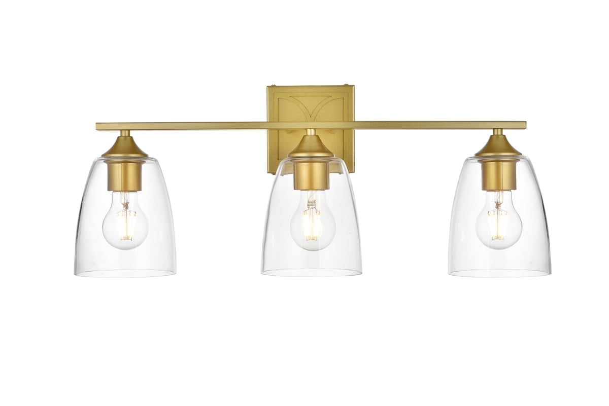 Crisp 3 Light Bath Sconce in Brass and Clear - Walmart.com