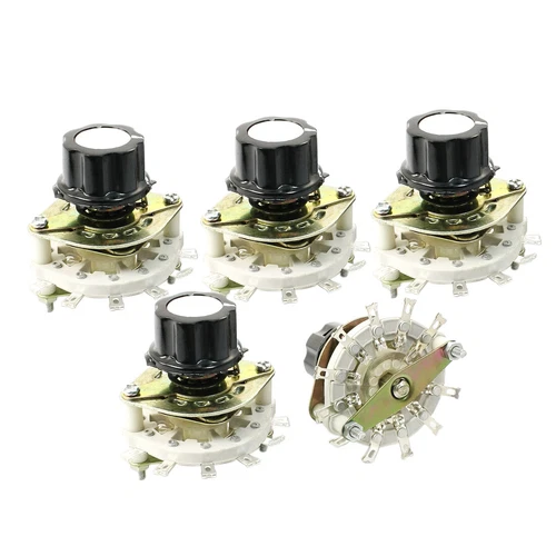 Crisp - 5Pcs 6Mm Knurled Shaft 12 Pin Rotary Switch Potentiometer 1 ...
