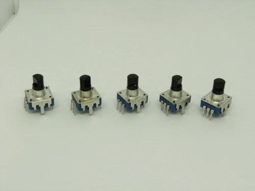Crisp - 5X Pack Rotary Encoder 360 Degree Ec12 Re12 Audio Coding 5 Pins 24 Position Push ...