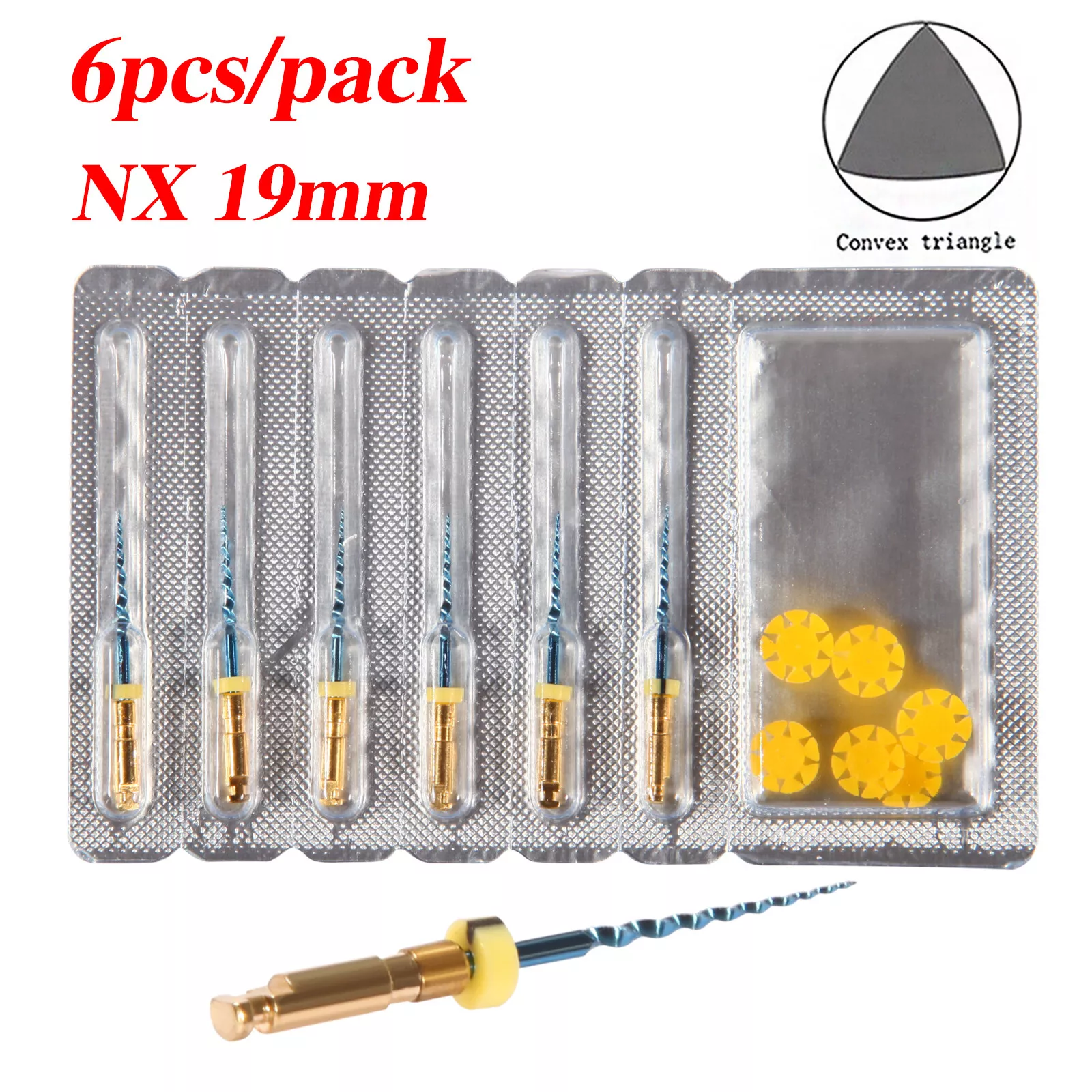 Crisp - 6Pcs Dental Endo Niti Rotary Files Assorted 6 Files For Curved ...
