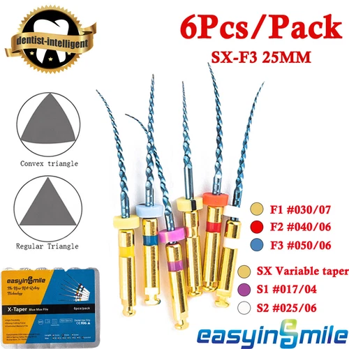 Crisp - 6Pcs Dental Endo Niti Rotary Files Pro X-Taper Root Canal ...
