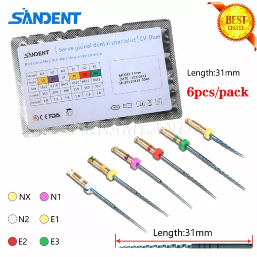 Crisp - Dental Endo Niti Rotary Files Assorted 6 Files For Curved Canal ...