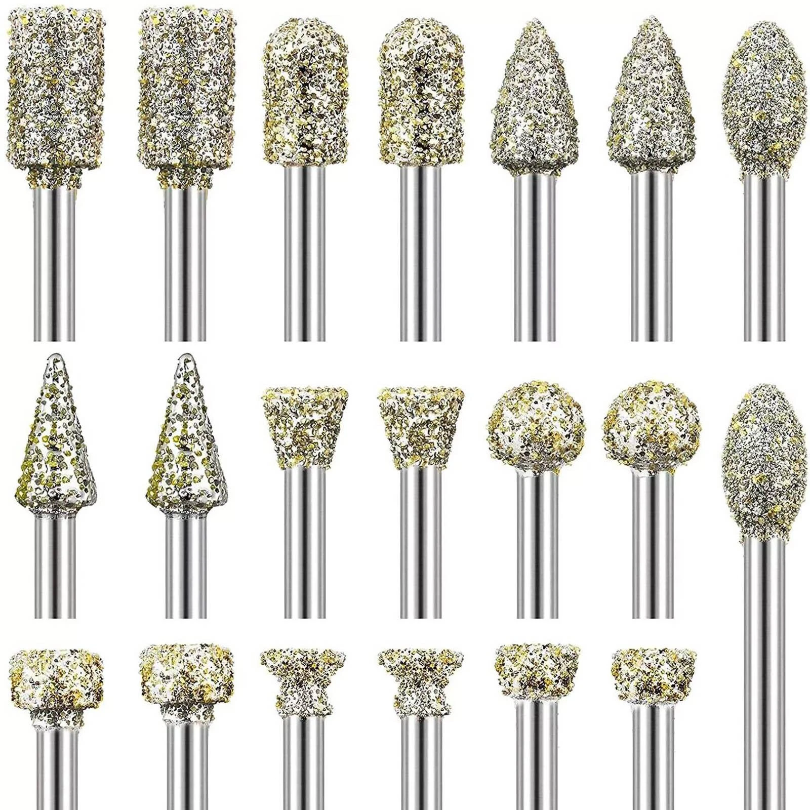 Crisp - For Rotary Tool Grinding Heads 20Pcs 3Mm Diamond Burr Set For ...