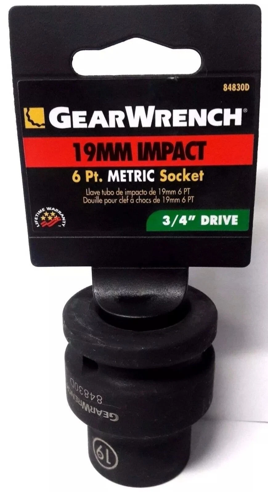 Crisp - Gearwrench 84830D 19Mm - 3/4-Inch Drive 6 Point Standard Impact Socket - Walmart.com