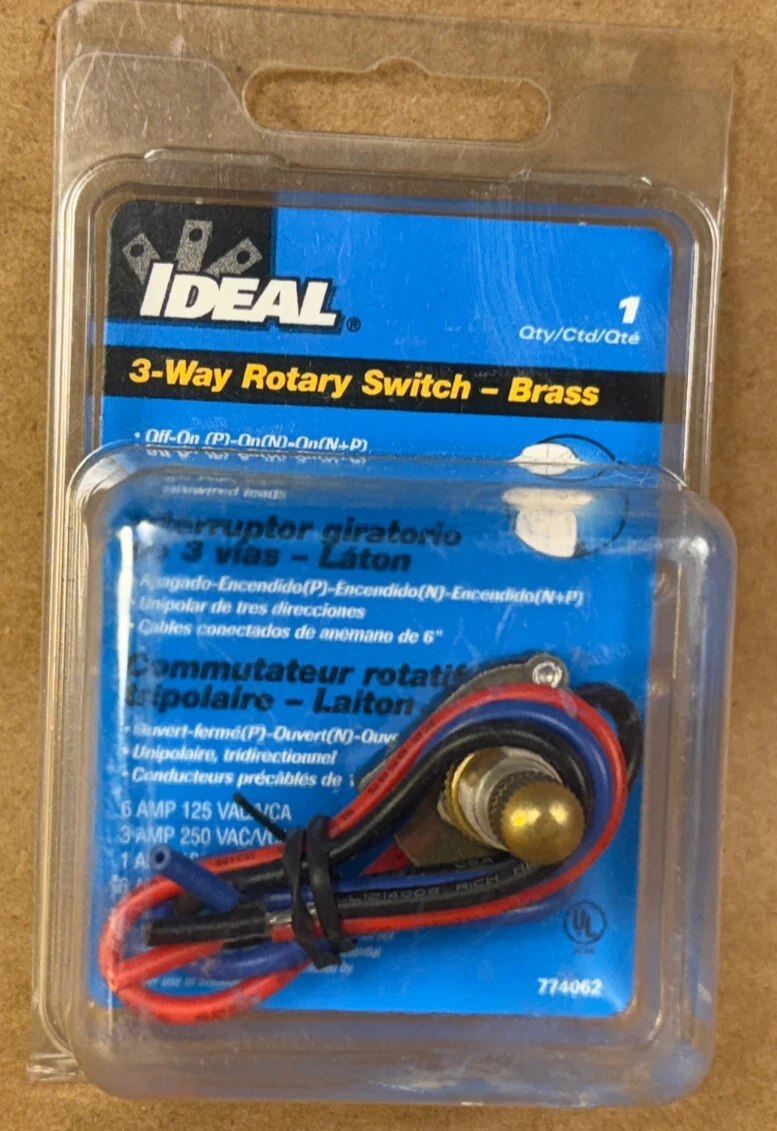 Crisp - Ideal 774062 3-Way Brass Rotary Switch, 2 Circuit, 5/8" Shank ...